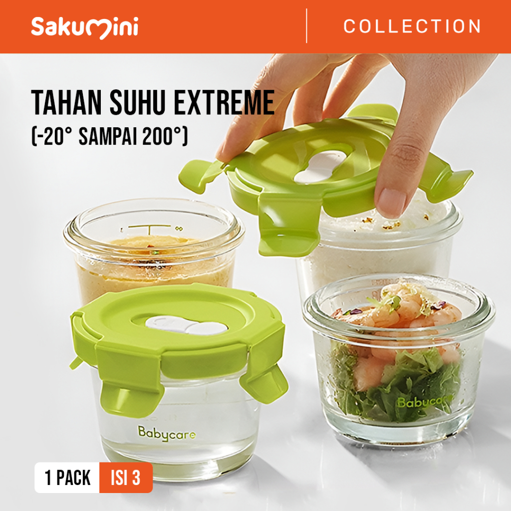 Jual Sakumini Baby Wadah Kaca Makanan Bayi Set Baby Food Container ...