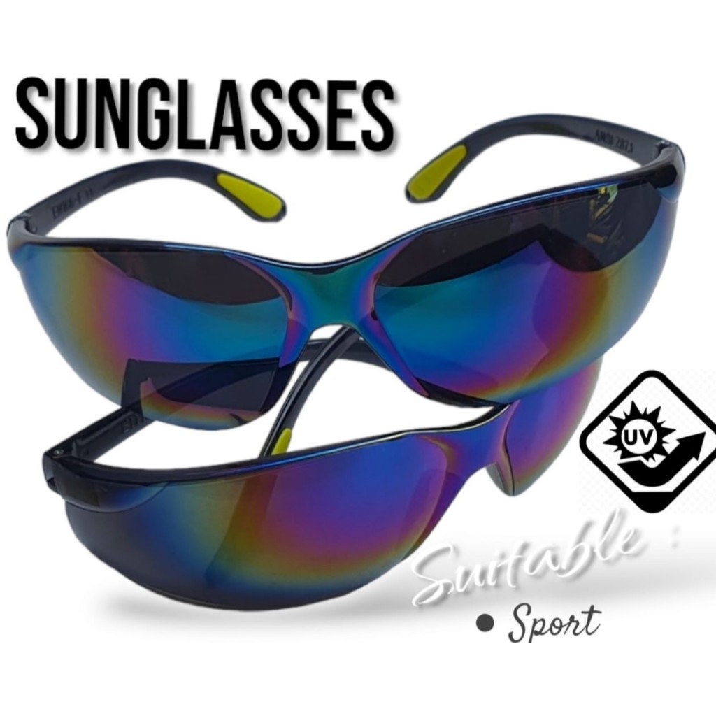 Jual Kacamata Hitam Safety Pelindung Kerja Model Rainbow Las Gerinda ...