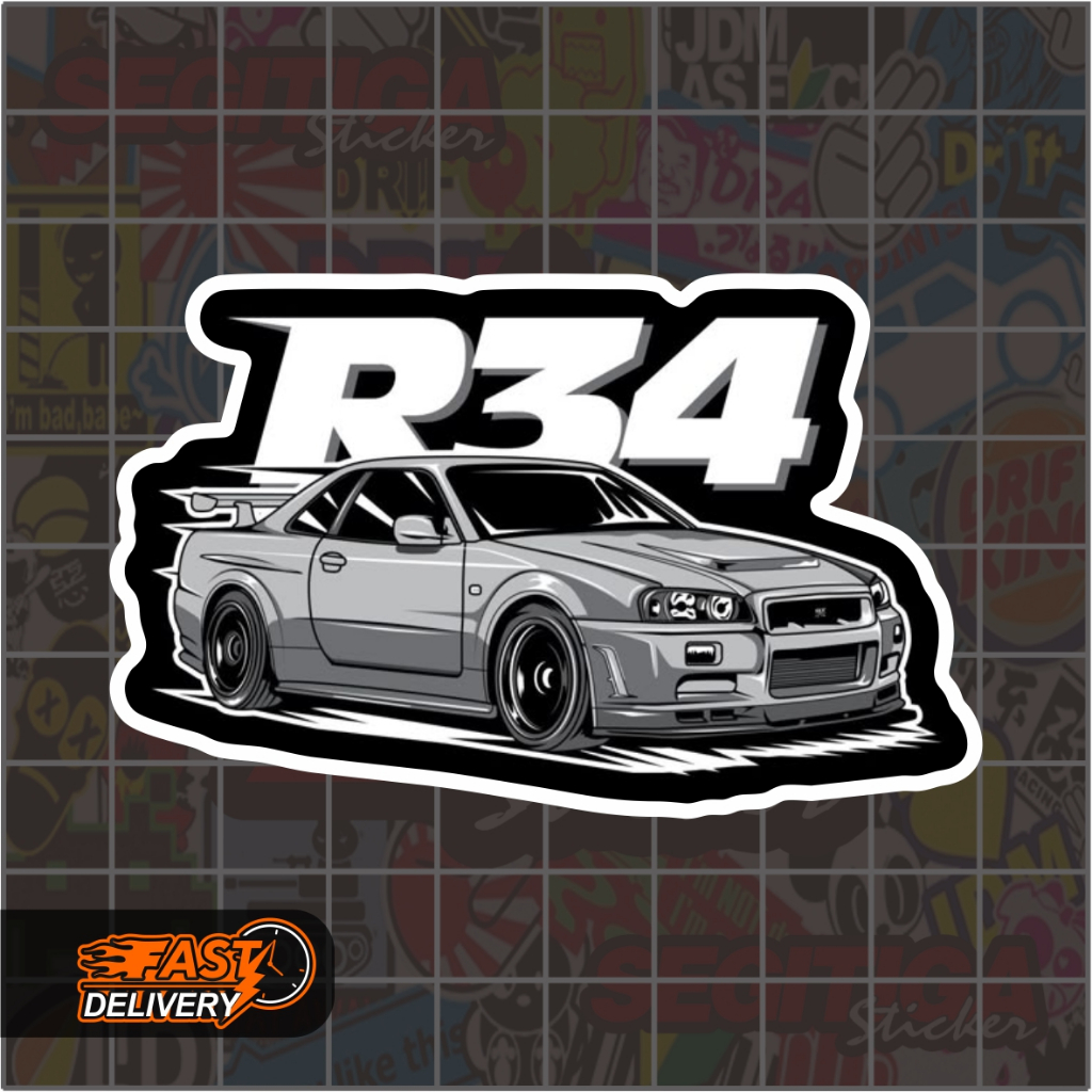 Jual Sticker Nissan Skyline GT R R34 Ukuran 8 x 5 Cm | Shopee Indonesia