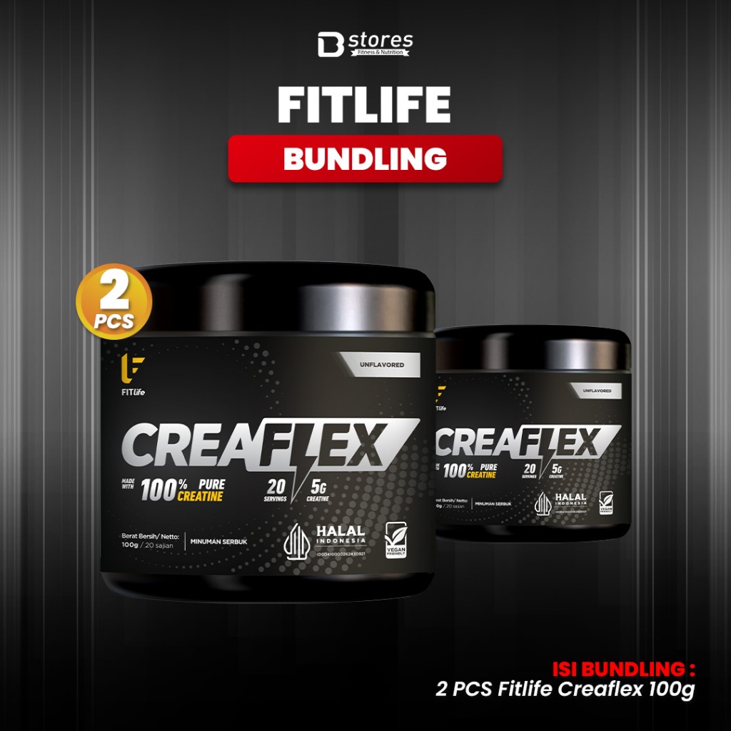 Jual Paket Tambah Power Fitlife Creaflex Pure Creatine Monohydrate 20 ...