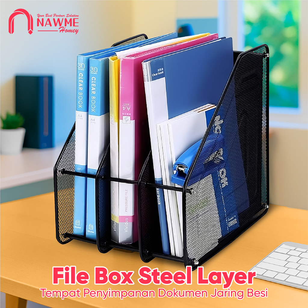 Jual File Box Foldable Metal Steel 2/3/4 Layers Rak Buku Folder ...