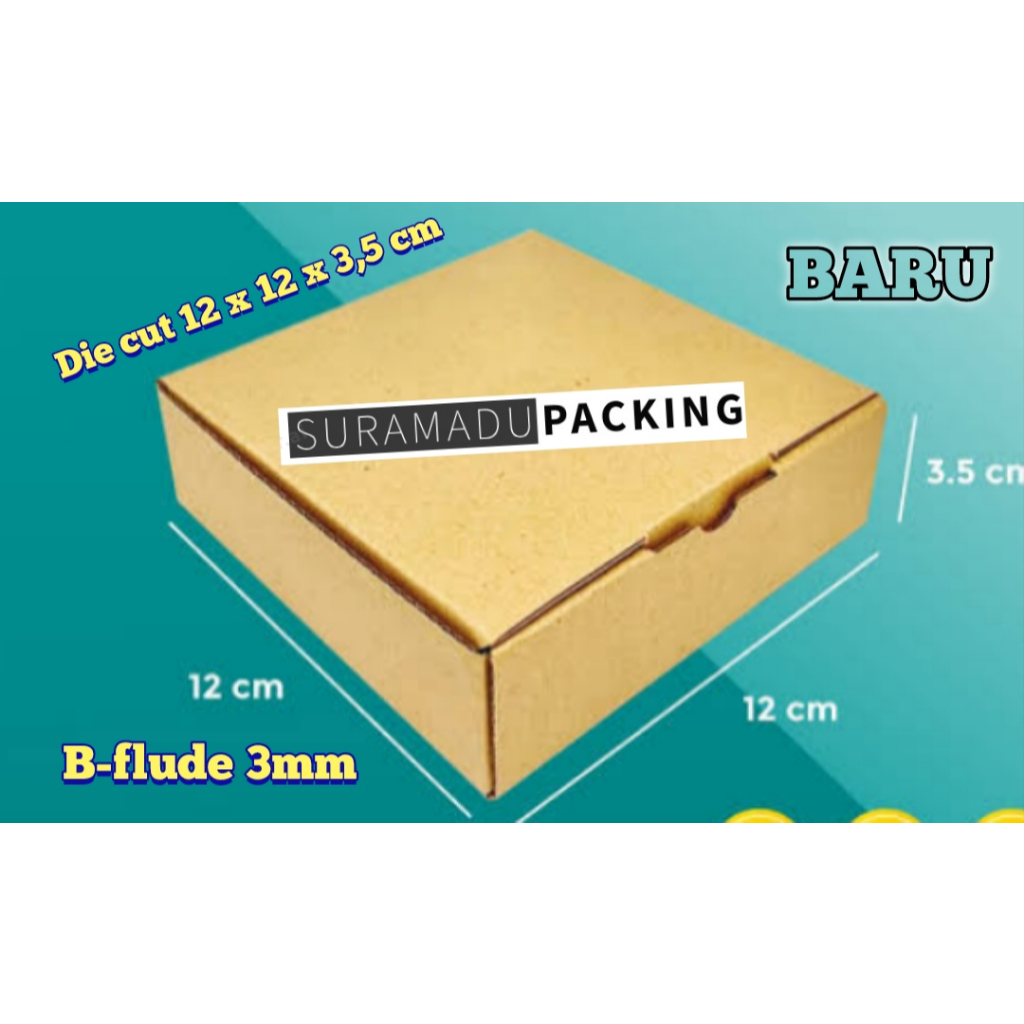 Jual Kardus box packing DIE CUT 12x12x3,5 cm bahan B-flude 3mm DIE CUT ...