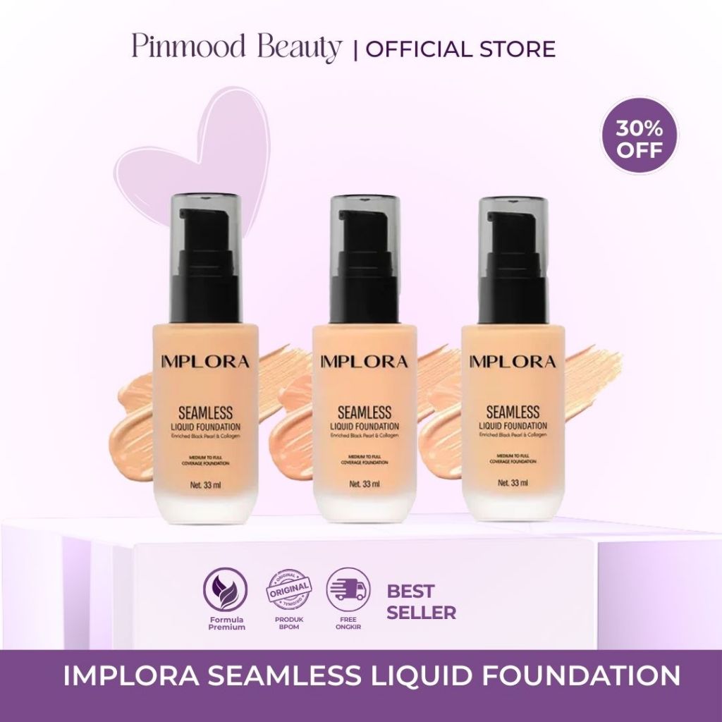 Jual ️Pinmood Beauty ️ Implora Seamless Liquid Foundation | Shopee ...