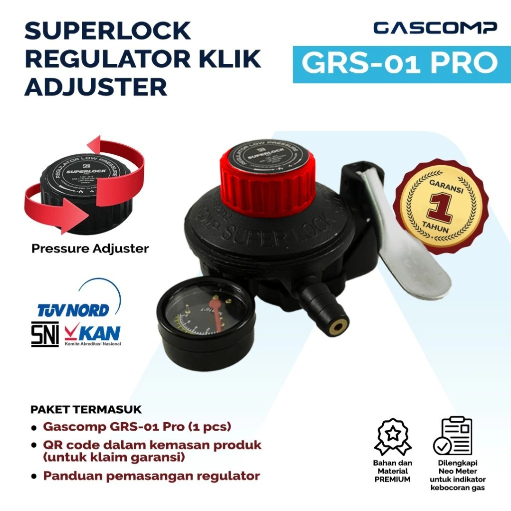 Jual GASCOMP Regulator Gas Superlock Anti Bocor GRS 01 Pro Adjuster Low Pressure Maksimalkan ...