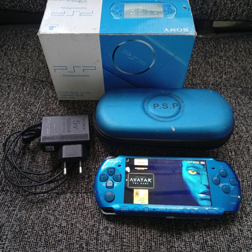 Jual psp 3000 vibrant blue fulset | Shopee Indonesia