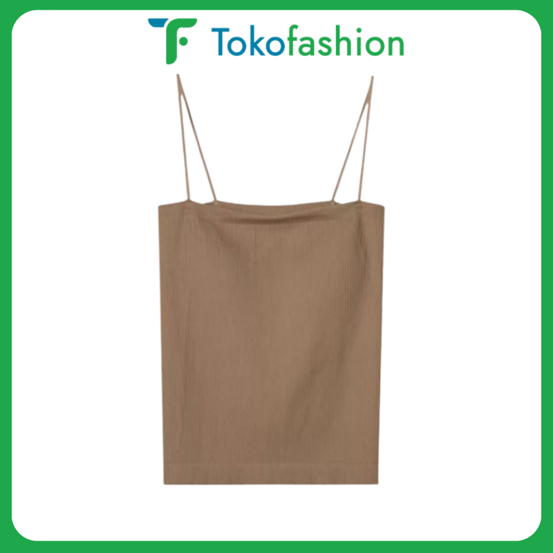 Jual Tokofashion Tanktop Square Spaghetti Bra With Cup Tank top Basic ...