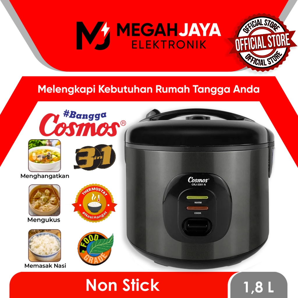 Jual [COD READY] COSMOS RICE COOKER / MAGIC COM CRJ3301 N BLACK SERIES ...