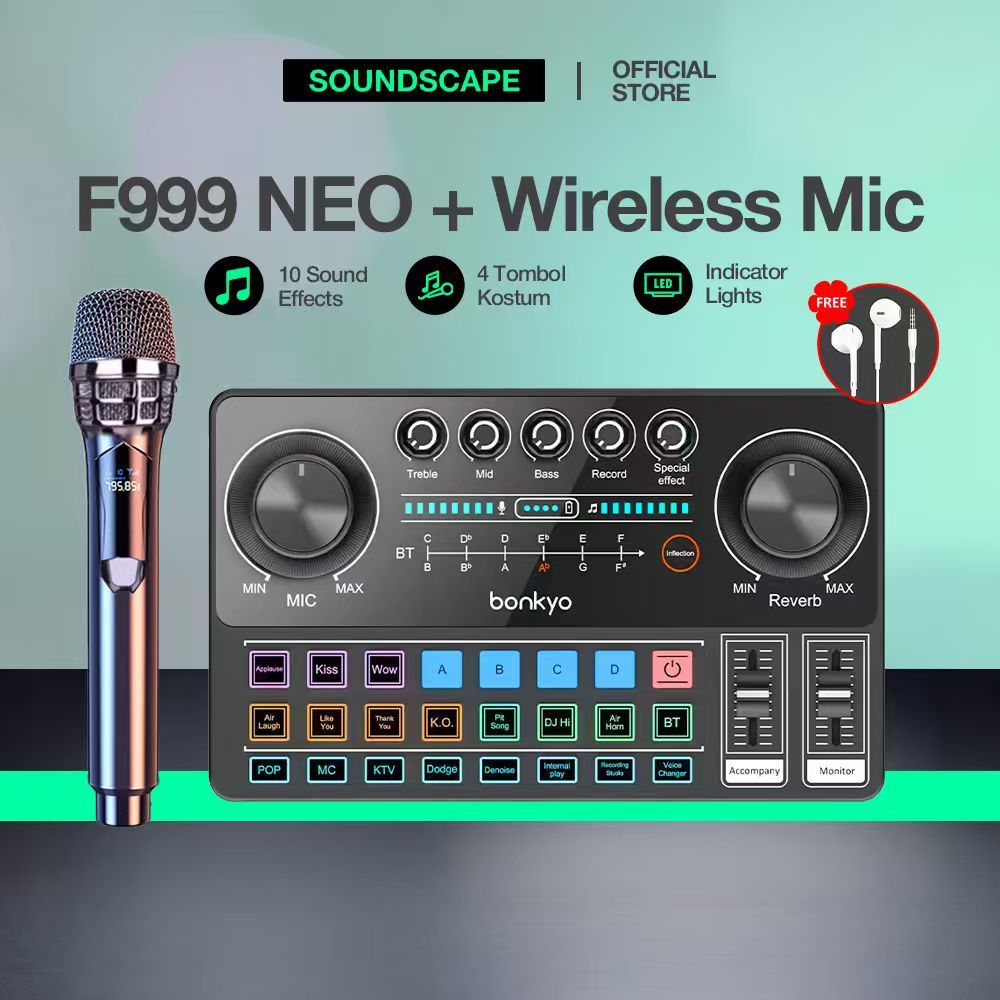 Jual Soundscape bonkyo COD Soundcard F999NEO +mikrofon nirkabel Sound ...