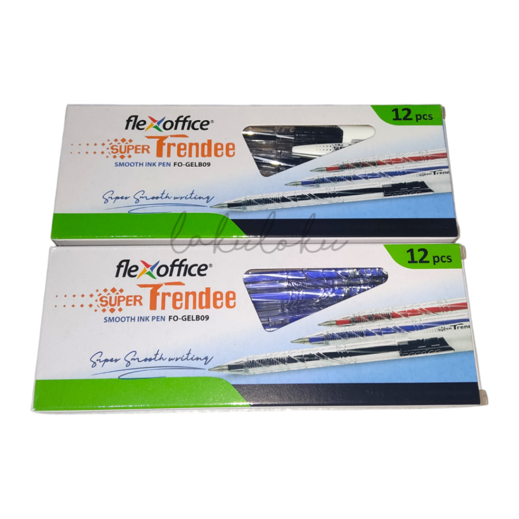 Jual (1 PAK) Bolpoin Trendee Flexoffice Tinta Hitam & Biru 0.6 mm | Shopee Indonesia