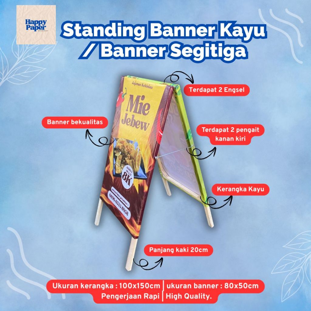 Jual BANNER KAYU SEGITIGA UK 100X50 CM | Shopee Indonesia