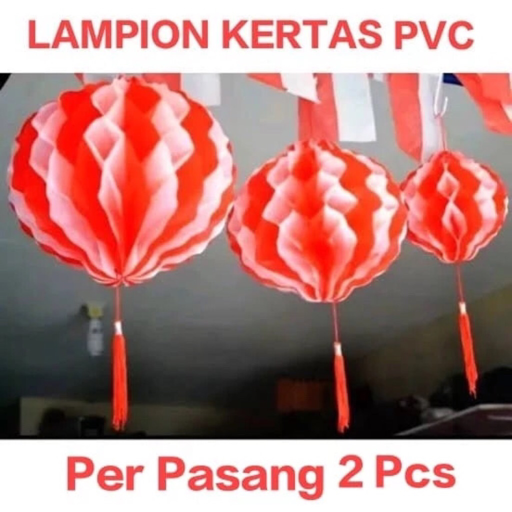Jual Sepasang Lampion Agustusan Bahan Plastik Model Honeycomb Merah ...