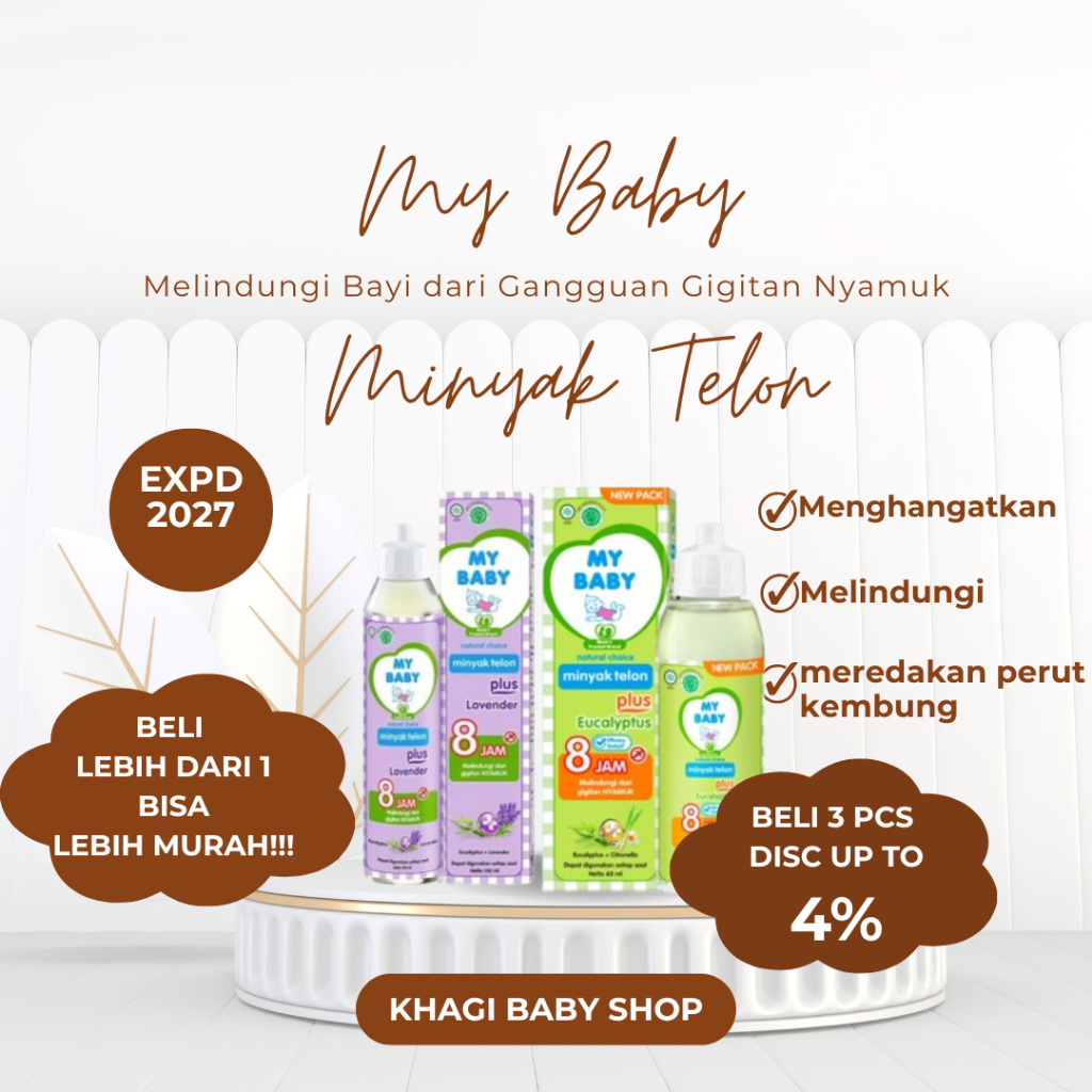 Jual Minyak Telon My baby, My Baby Minyak Telon 8 jam Eucalyptus 150ml 90ml & 60ml exp 2027 ...