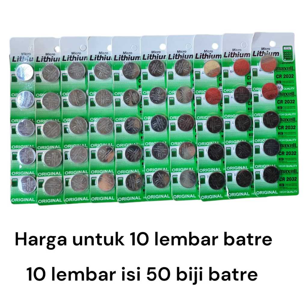 Jual ( 10 LEMBAR ) BATERAI CR 2032 BATERAI MAXELL MURAH 3V BATRE CMOS ...