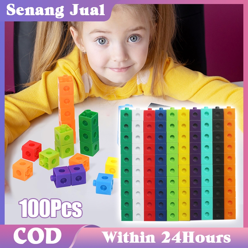 Jual 100Pcs 2Cm Math Linking Cubes Blocks Snap Cubes Link / Blok Mainan ...