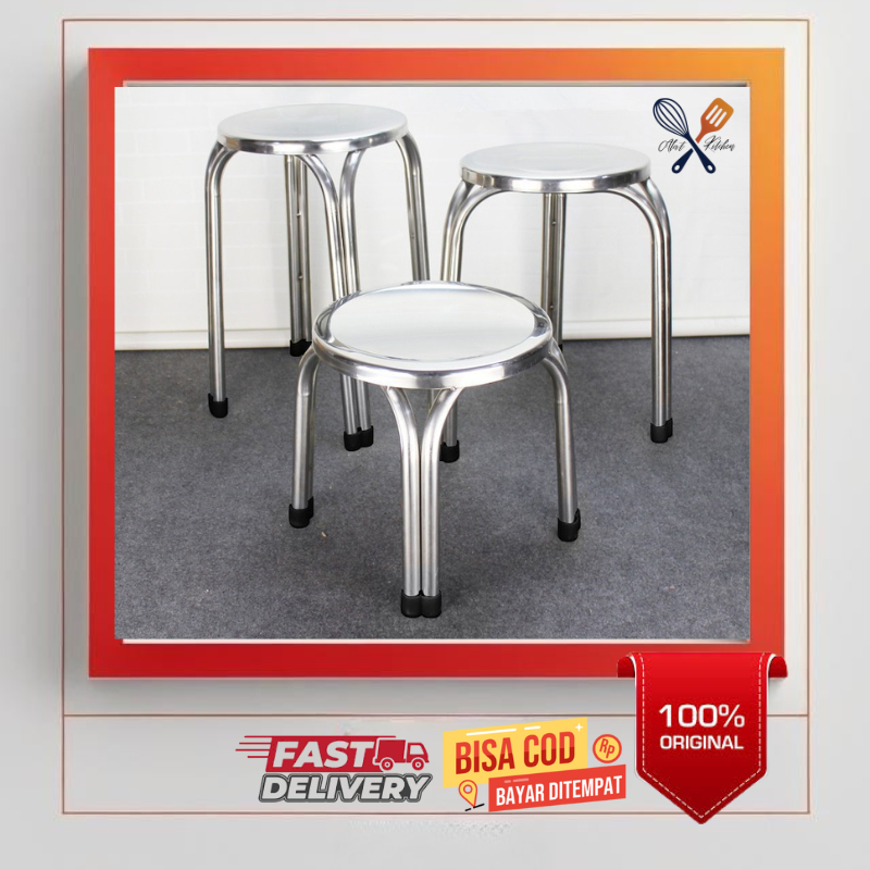 Jual Kursi Besi Stainless steel BANGKU BULAT STAINLESS STEEL TEMPAT ...