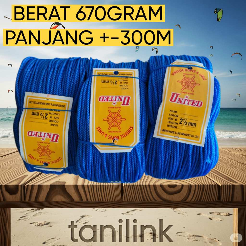 Jual 1ROLL TALI TAMBANG 2,5MM UNITED TAMPAR 2,5MM UNITED ORIGINAL/KENUR ...
