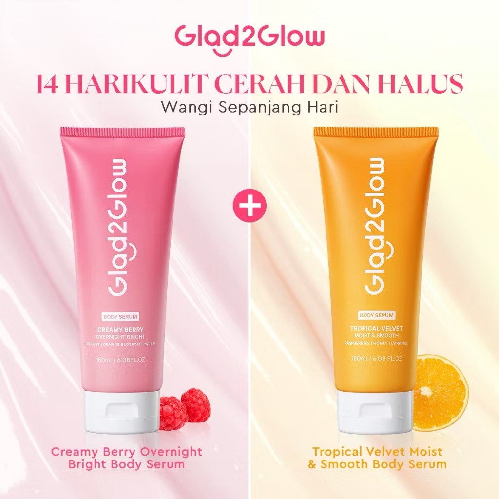 Jual Glad2Glow Creamy Berry Overnight Bright Body Serum 180ml | Body ...