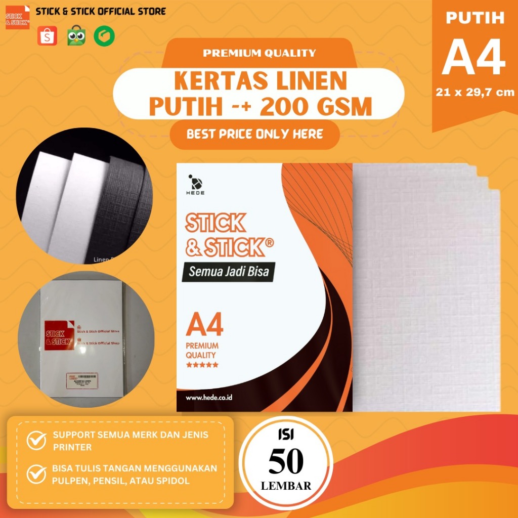 Jual Kertas Linen Putih -/+ 200 gsm A4 isi 50 lbr - Kertas Linen Jepang ...