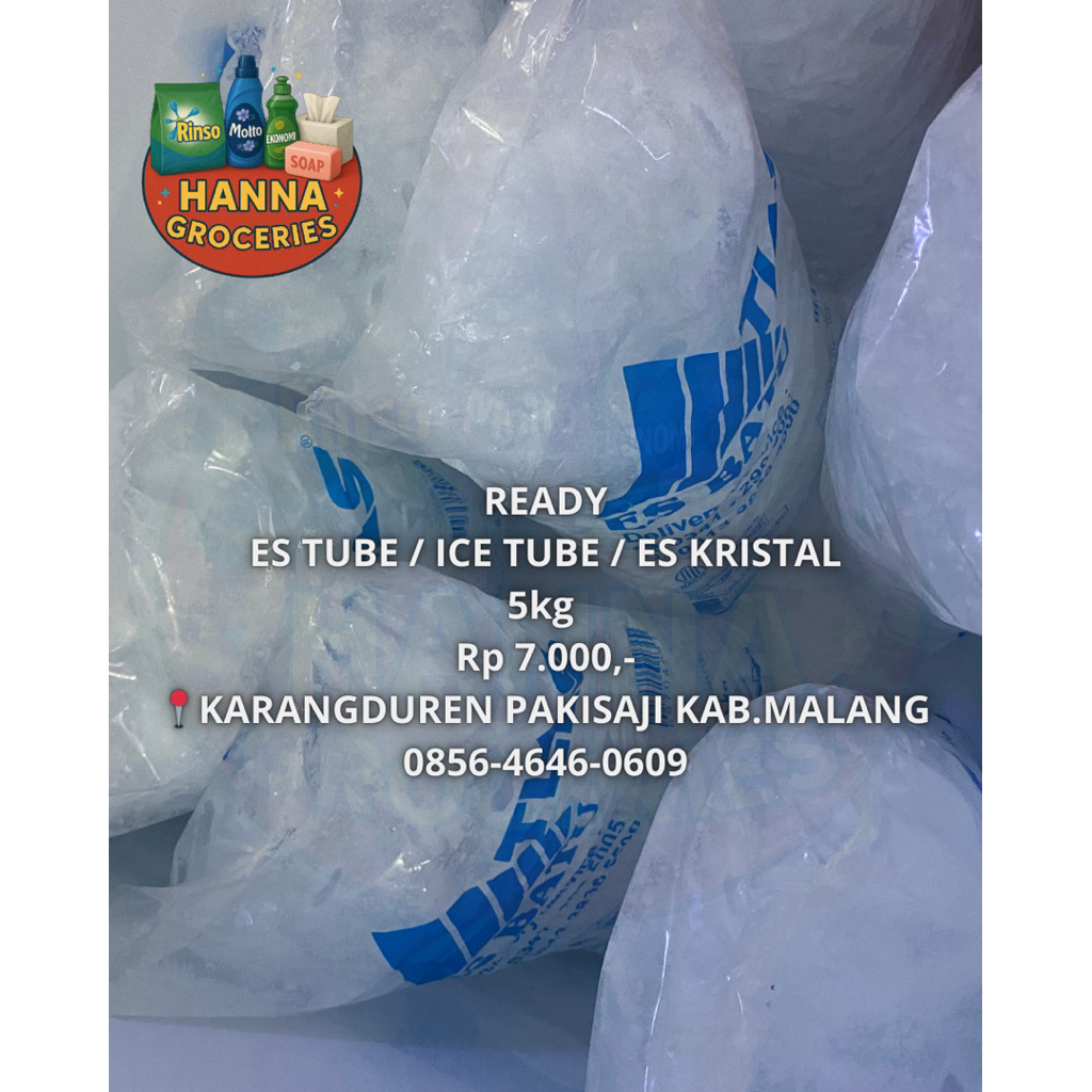 Jual (READY INSTANT) ES TUBE / ICE TUBE / ES KRISTAL/ ES BATU 5kg ...