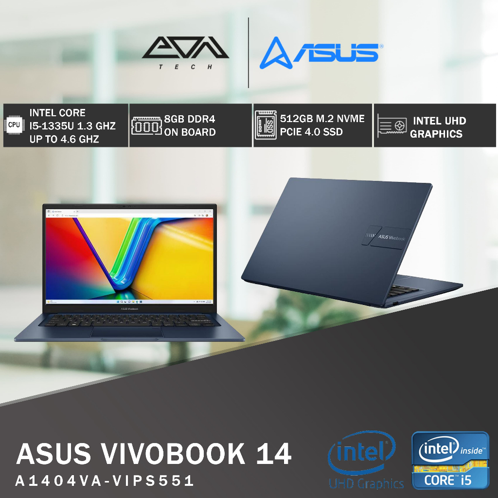 Jual Laptop ASUS Vivobook 14 A1404VA-VIPS551 Intel i5-1335U/8GB DDR4 ...
