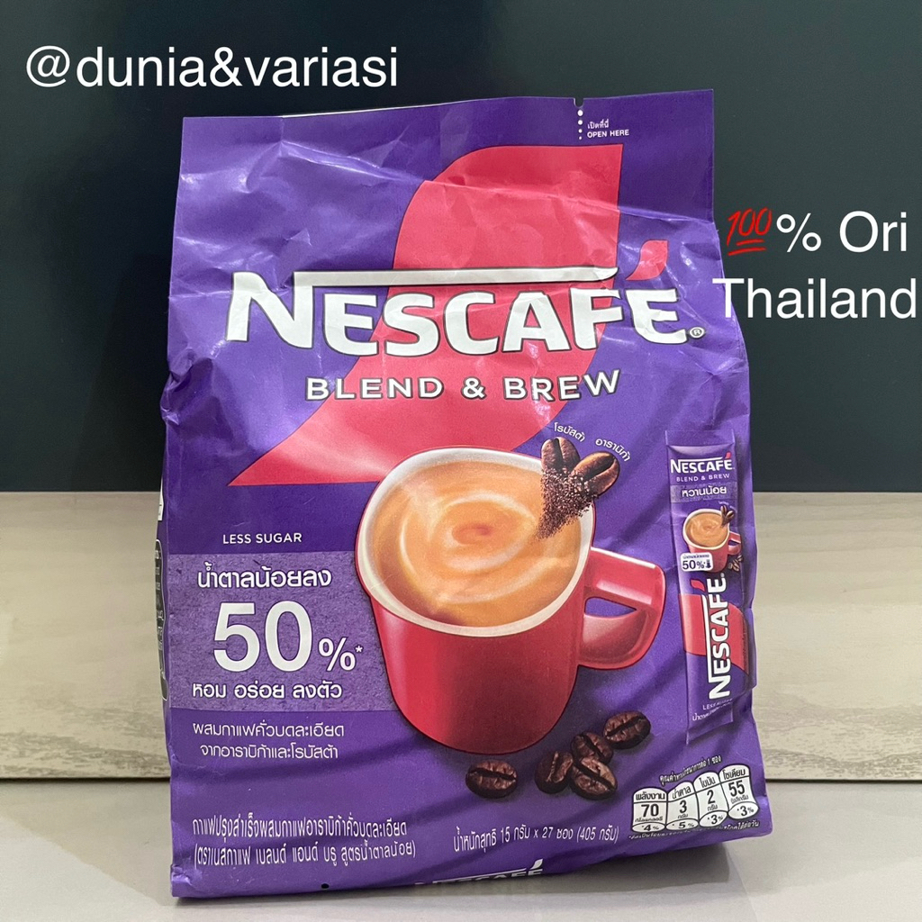 Jual Kopi Instan Nescafe Blend & Brew Less Sugar 50% Thailand (tlg baca ...