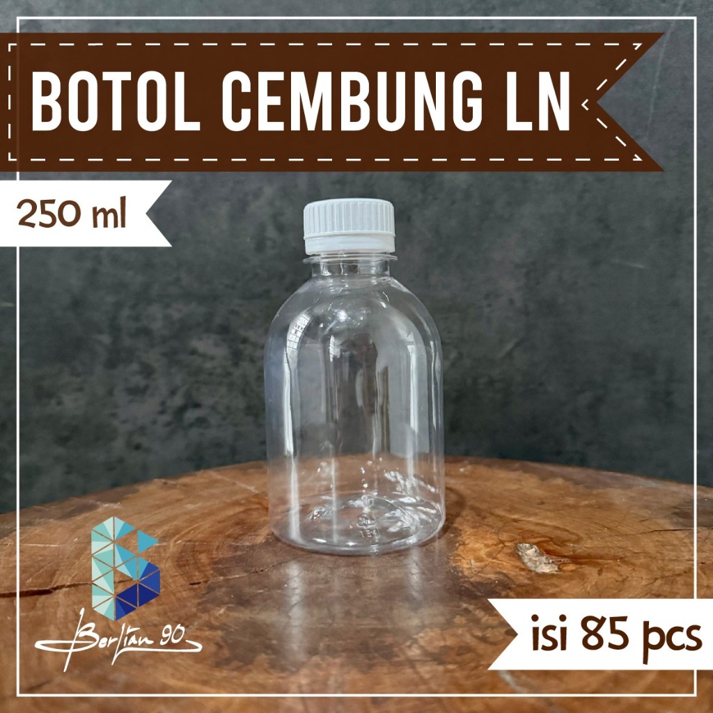 Jual botol cembung LN gendut botol plastik 250ml botol cembung kopi +bw ...