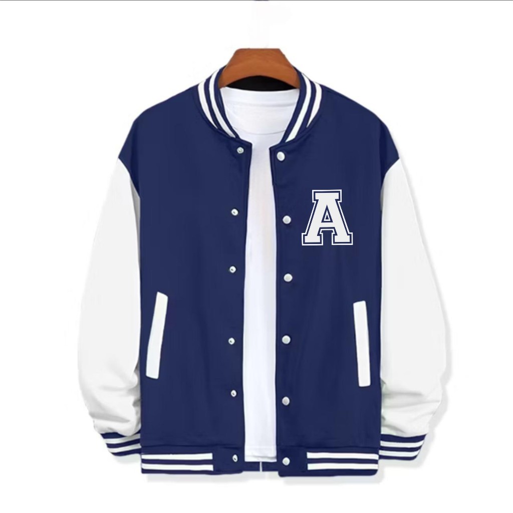 Jual [ COD ] Jaket Varsity Kancing Baseball Pria/Wanita Dewasa Bahan ...