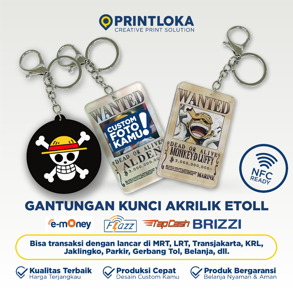 Jual All Ride Charm One Piece Luffy Wanted Mugiwara Etoll Emoney Flazz ...