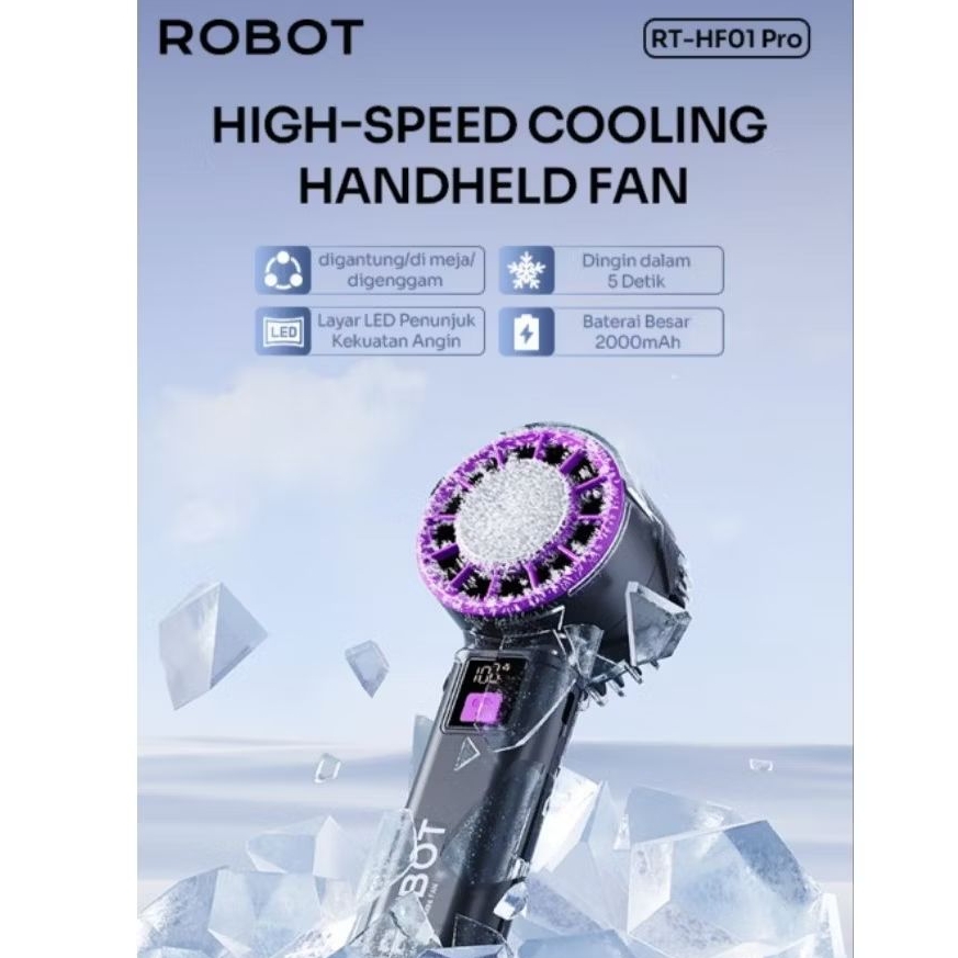 Jual Mini fan ROBOT Highspeed Handheld RT-HF01pro Dark Grey With 100 ...