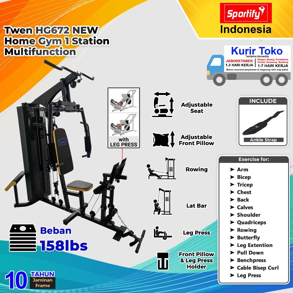 Jual Home Gym Twen HG550 HG672 Homegym 1 Sisi Alat Olahraga Alat Gym ...