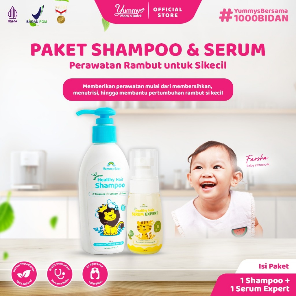Jual YummysBaby Shampoo & Serum Penumbuh Rambut Anak | Bantu Rambut ...