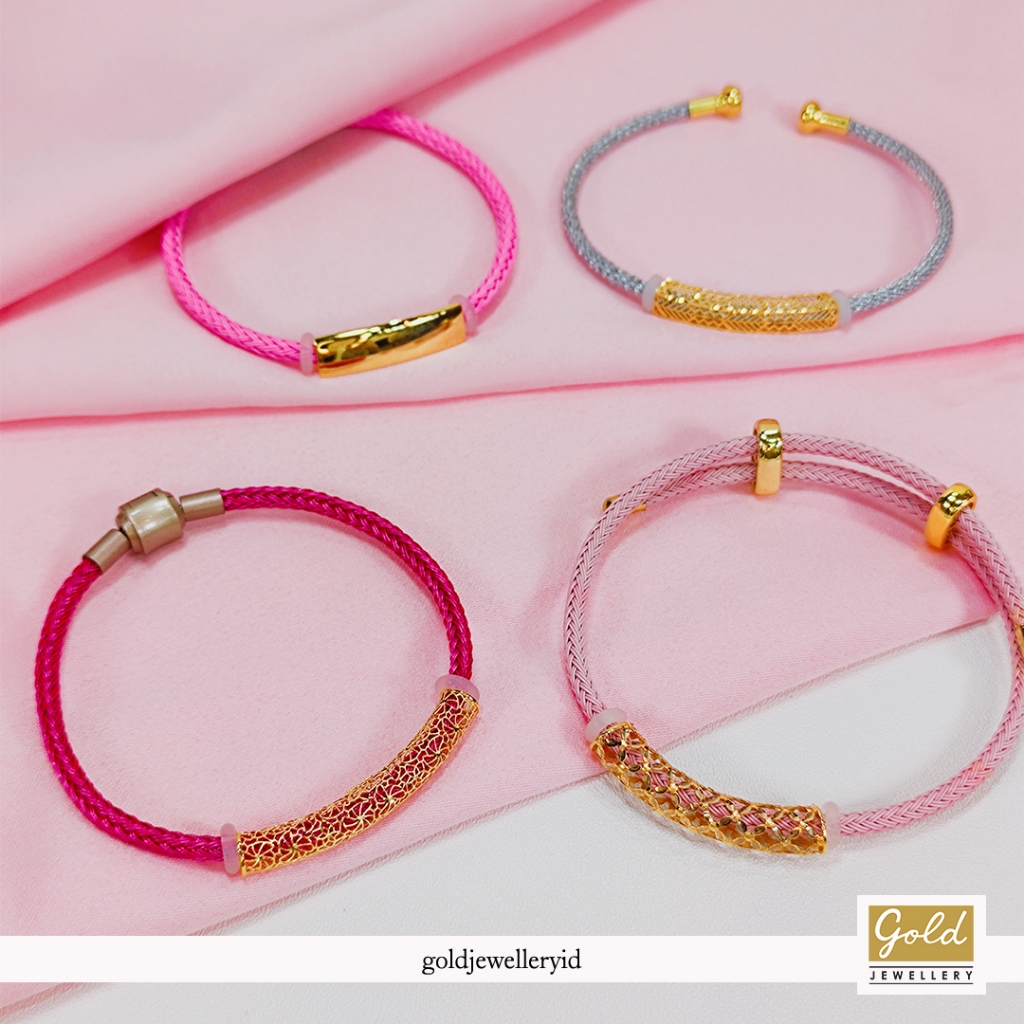 Jual Gelang tali emas kuning 700 16k charm pipa tali pdr | Shopee Indonesia