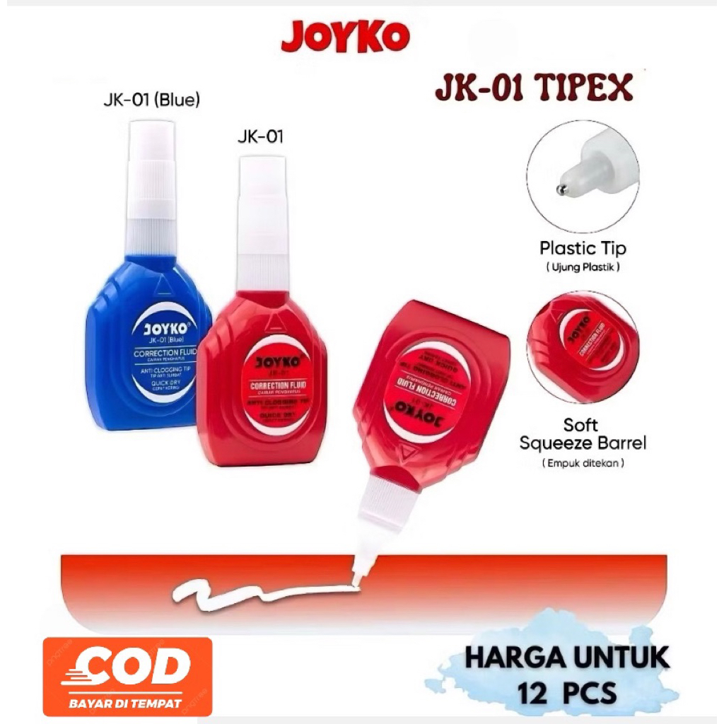 Jual Tipex Correction Fluid Joyko Jk-01 (6pcs) / 12 pcs JOYKO ...
