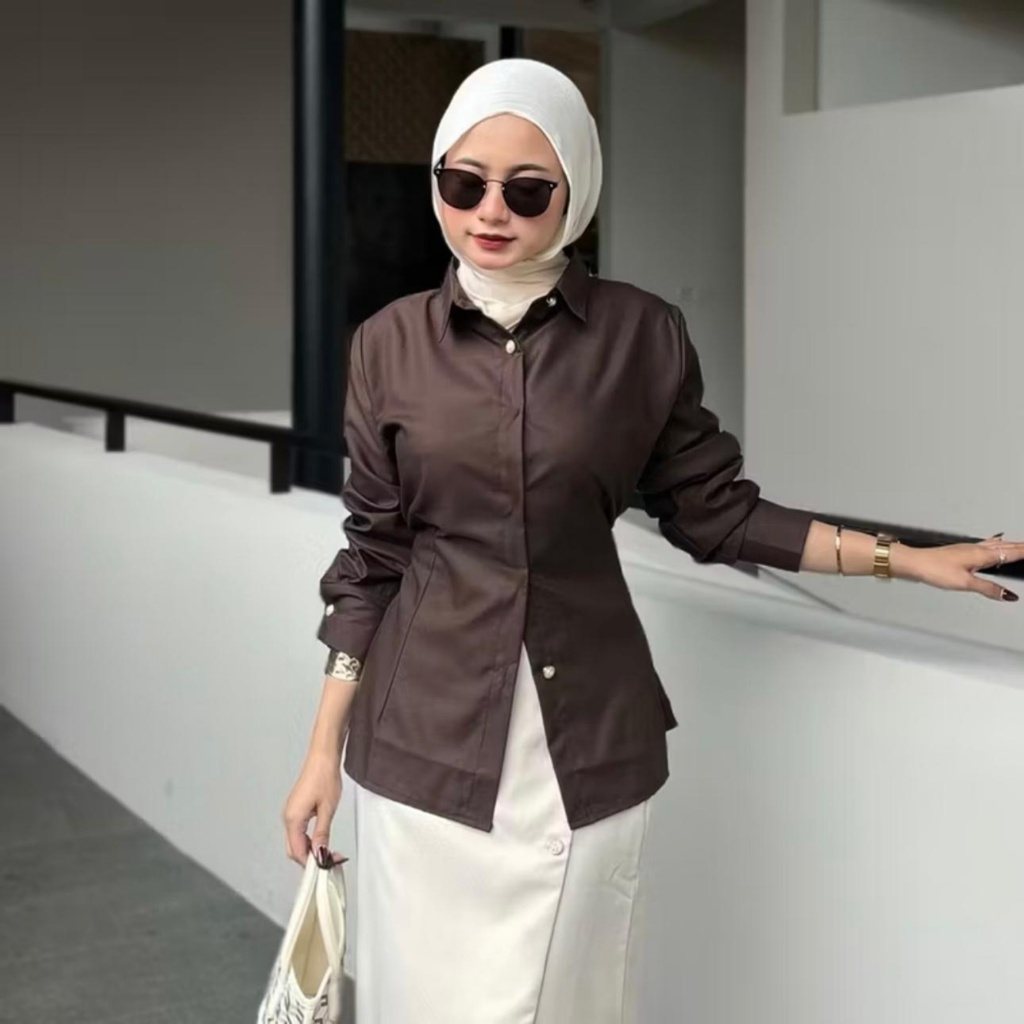 Jual Seka Shirt - Kemeja Fitted Wanita Katun | Atasan Wanita Lengan ...