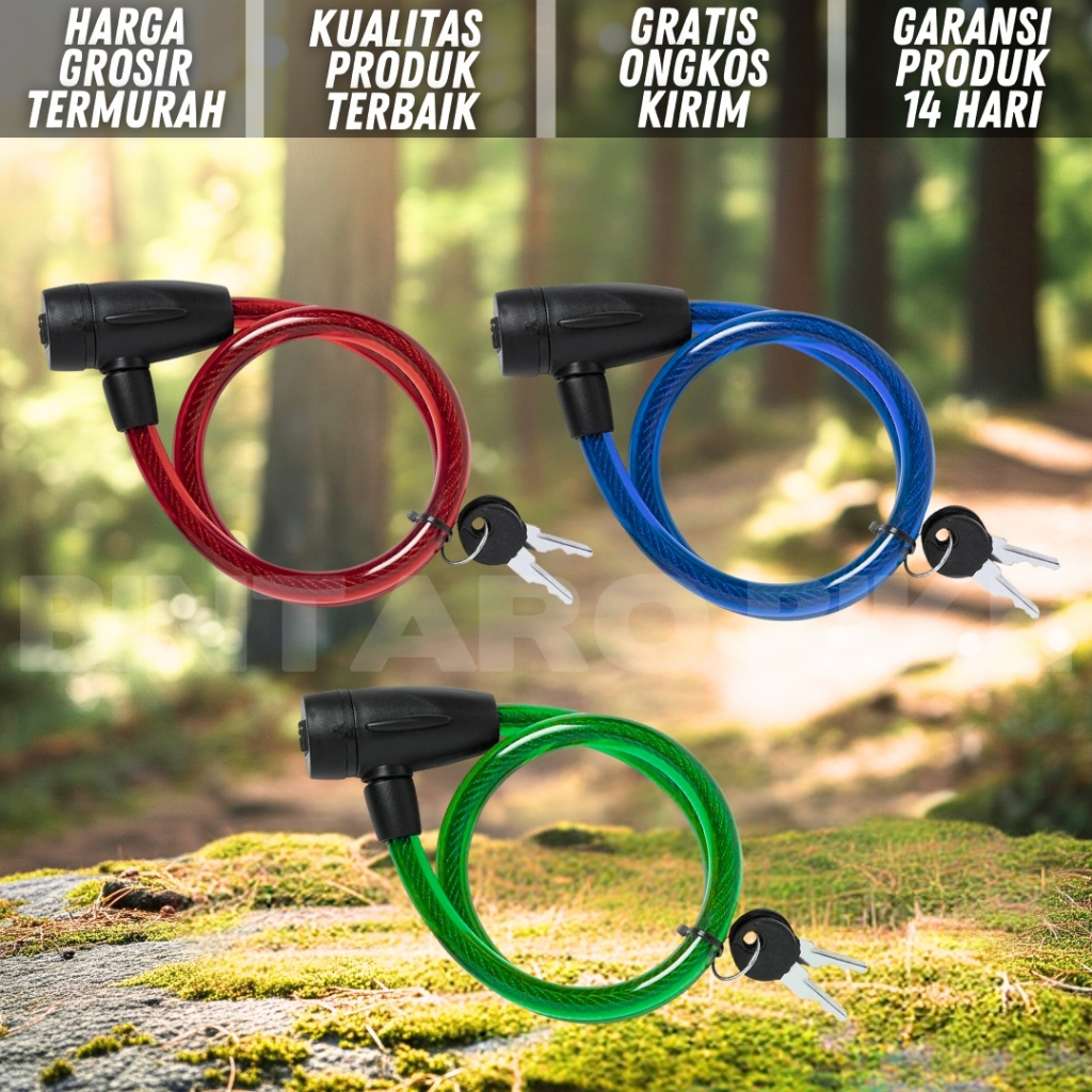 Jual Gembok Sepeda Motor Skuter Helm Bicycle Lock Ring 100CM Portable ...