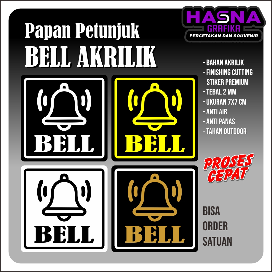 Jual Cetak Papan Bell Akrilik / Acrylic Sign Bell / Tanda Bel Akrilik ...