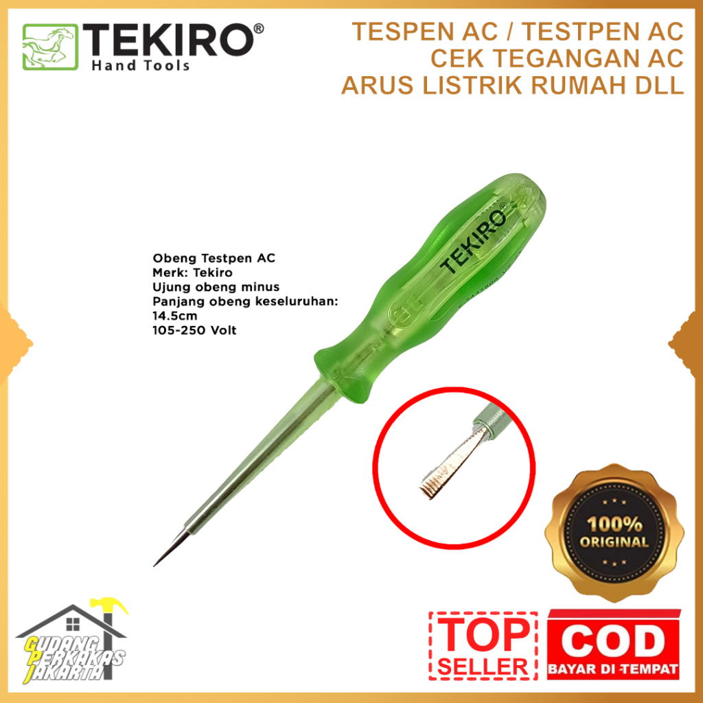 Jual TEKIRO TestPen AC Tespen AC / Obeng Tespen Ac Tester Pen Tespen ...