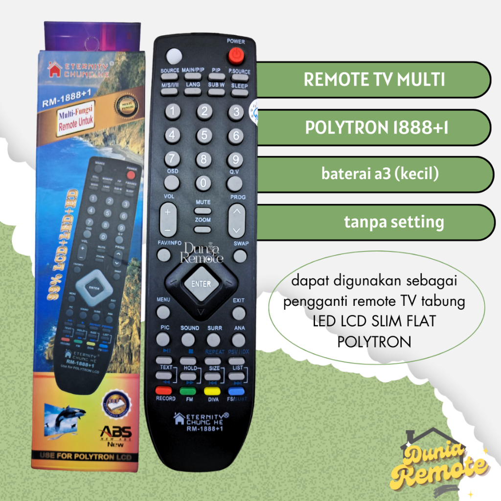 Jual Remot Remote POLYTRON TV LCD LED MULTI UNIVERSAL 1888+1 tanpa ...