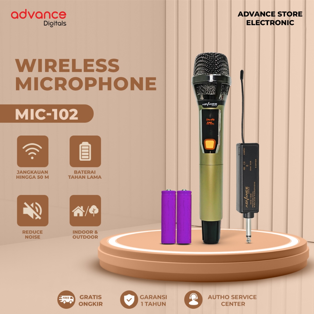 Jual Advance Mic Wireless Microphone Single Digital Recharge Baterai ...