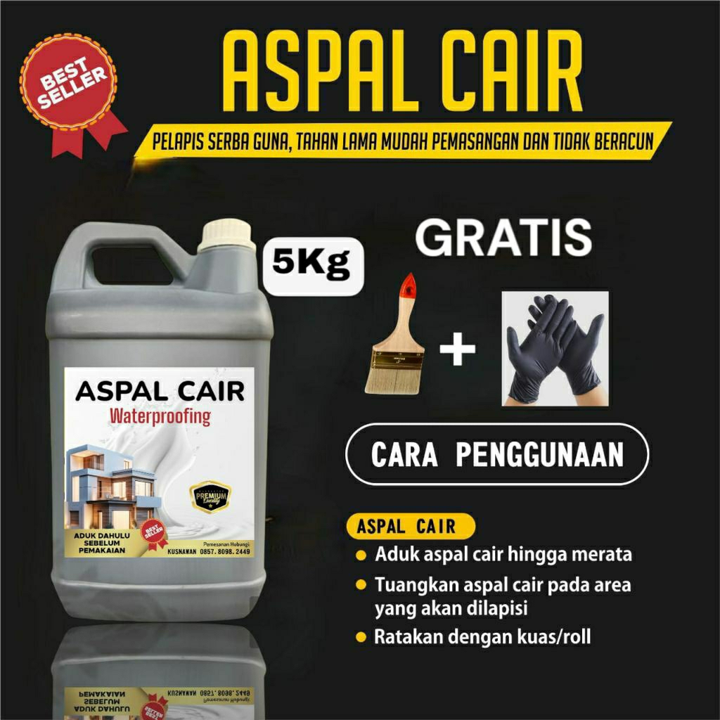 Jual Aspal Cair 5 Kg (Kemurnian Aspal 60%) Aspal Waterproofing pelapis ...