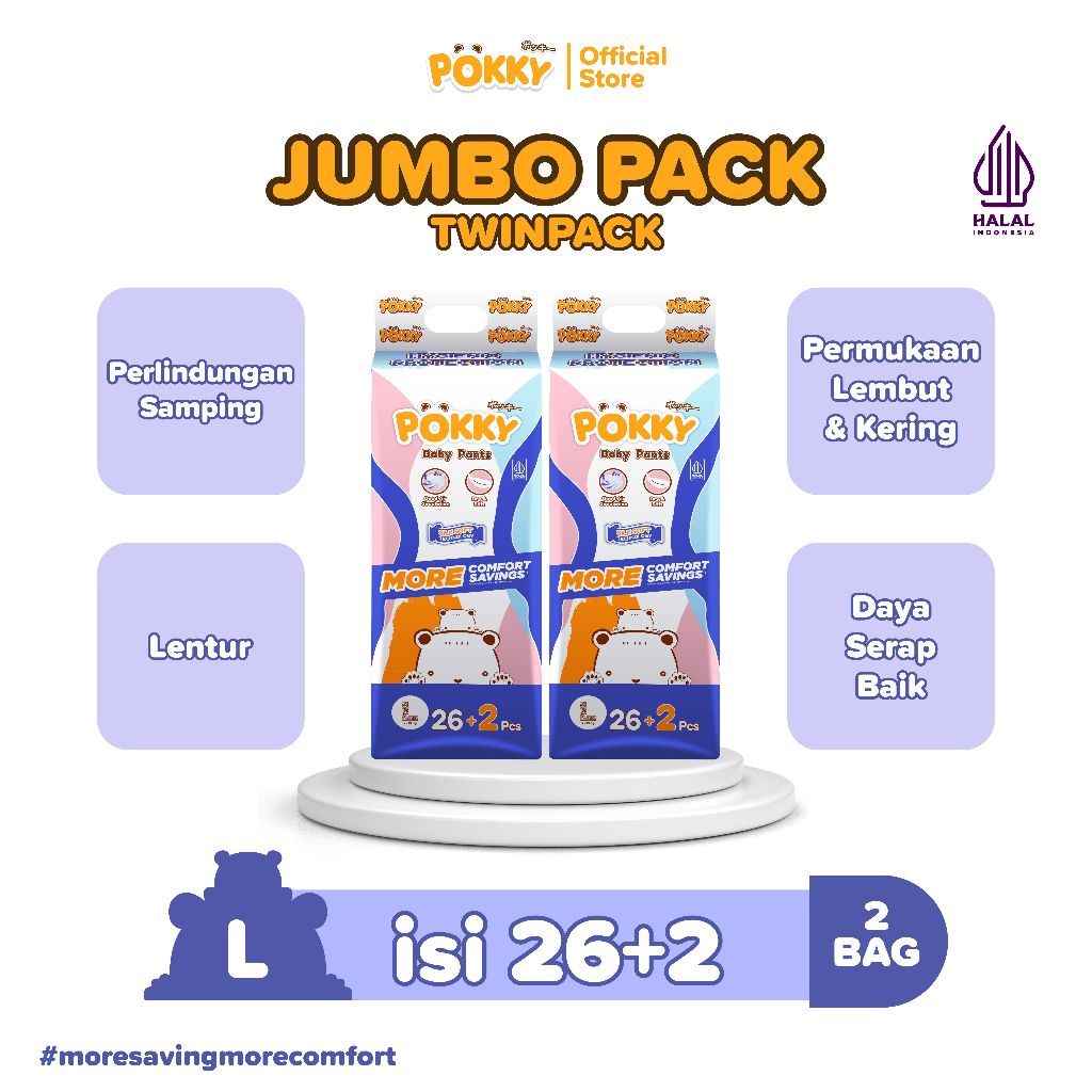 Jual [2 BAG] POKKY Pants Popok Celana L26+2 Twinpack | Shopee Indonesia