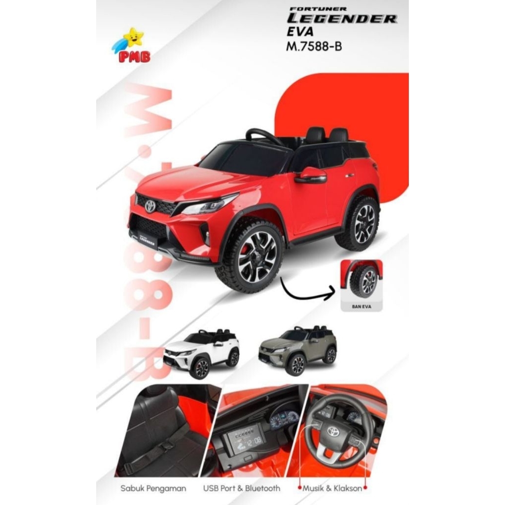 Jual Mobil Aki Mainan Anak Model Toyota Fortuner Legender M-7588B Ban ...