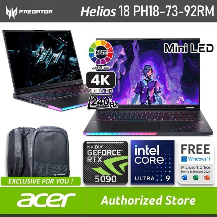 Jual Laptop ACER Predator Helios 18 AI PH18 73 92RM Intel Core Ultra 9 275HX ram 64 ssd 2TB RTX ...