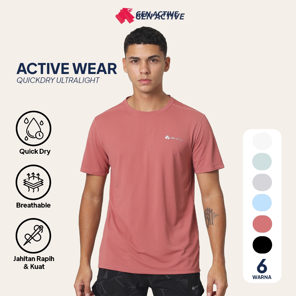 Jual Gen Active Kaos Pria Dry Fit Baju Cowok Gym Fitness Running ...