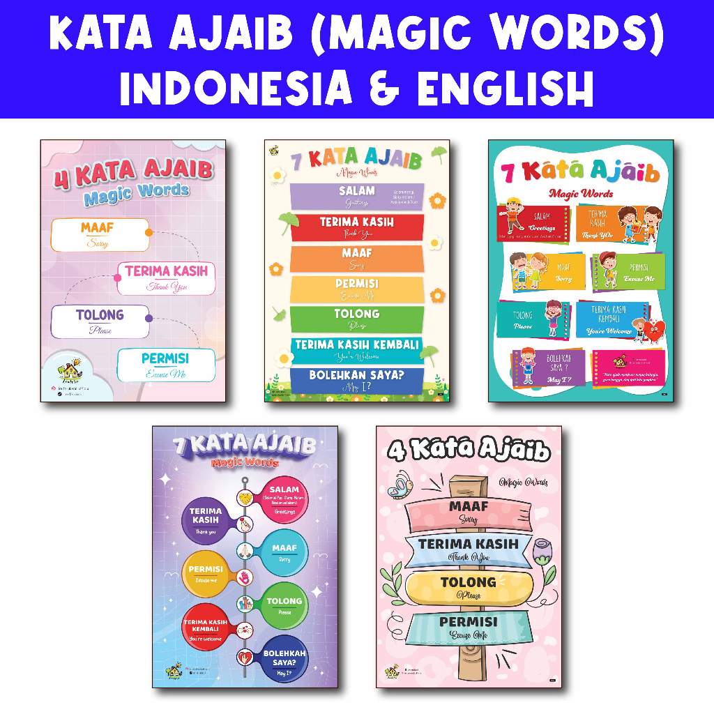 Jual Poster Edukasi Anak KATA AJAIB Dekorasi Hiasan Ruangan Kelas ...