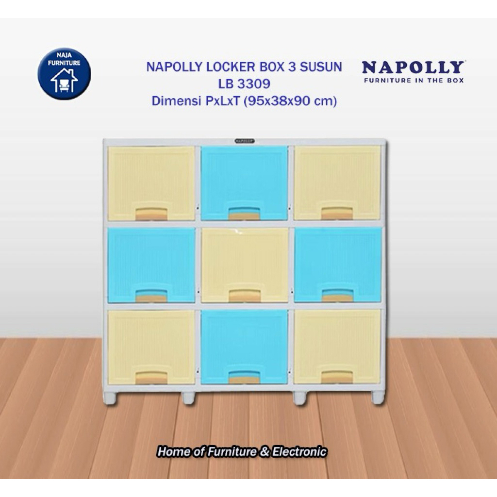 Jual NAPOLLY Locker Box 9 Ruangan 3 Susun LB 3309 | Meja Locker Napolly ...