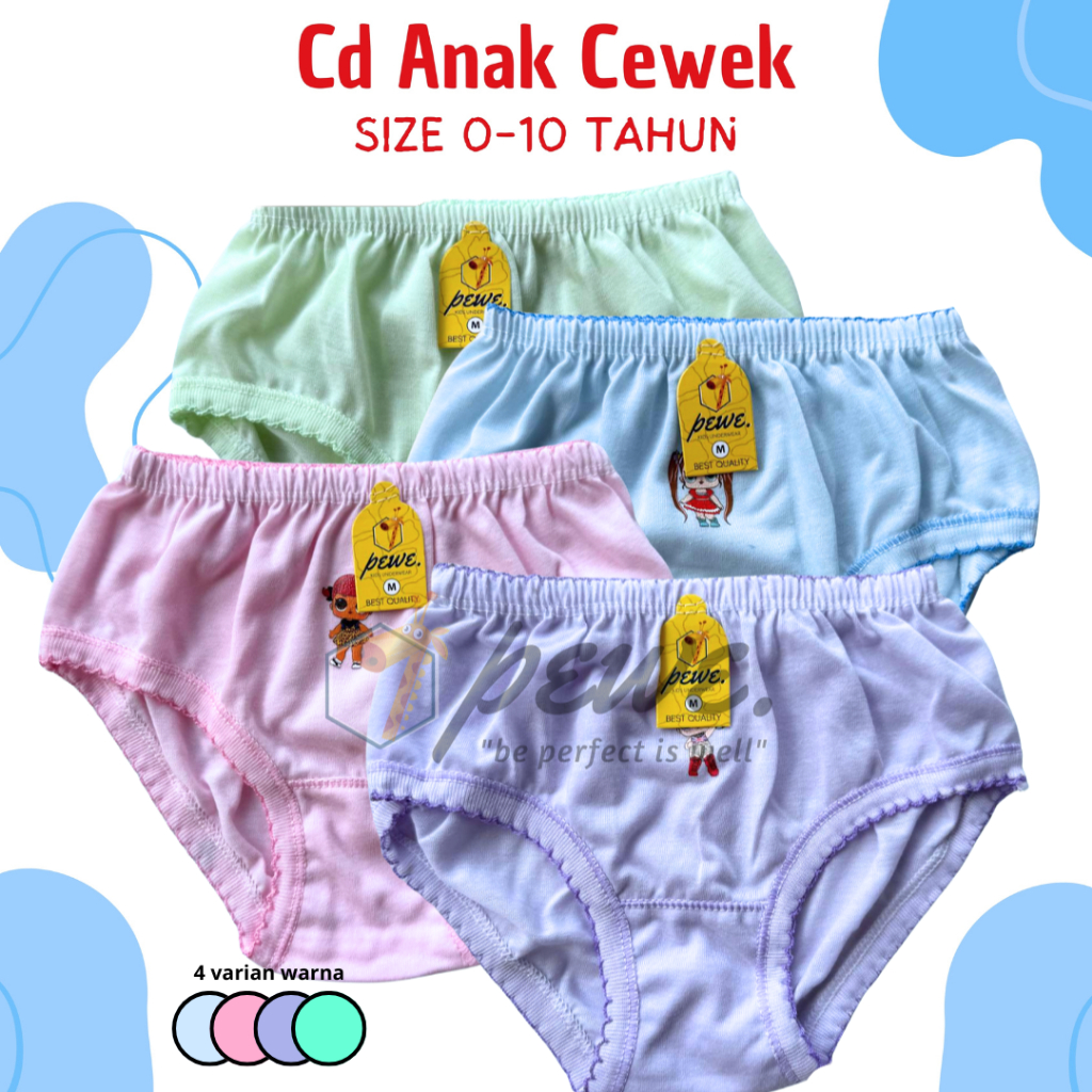 Jual 1 LUSIN Cd Anak Cewek Bahan Katun Adem Lembut Nyaman / Celana ...