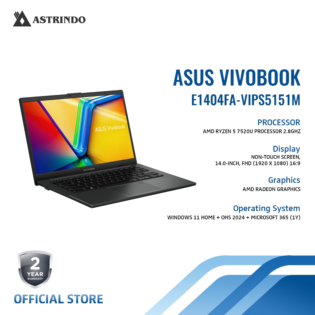 Jual Asus Vivobook Go 14 E1404FA VIPS5151M Ryzen 5-7520U 16GB/512GB 14 ...