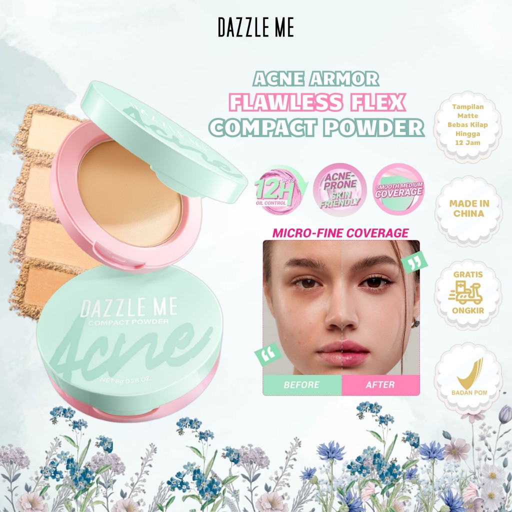 Jual DAZZLE ME Acne Armor Flawless Flex Compact Powder - Two Way Cake ...