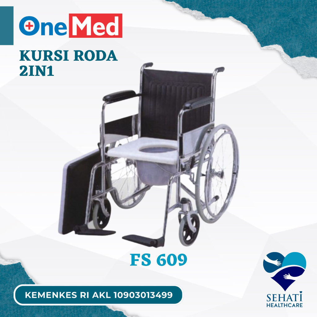 Jual Onemed Kursi Roda 2in1 FS609 Bab Wheel Chair Commode Alat Bantu ...